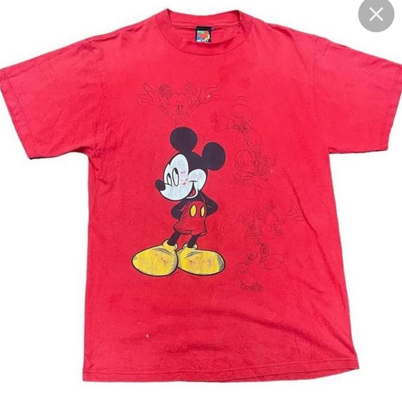 Disney | Tops | Vintage 9s Jerry Leigh Disney Mickey Mouse Red T Shirt ...